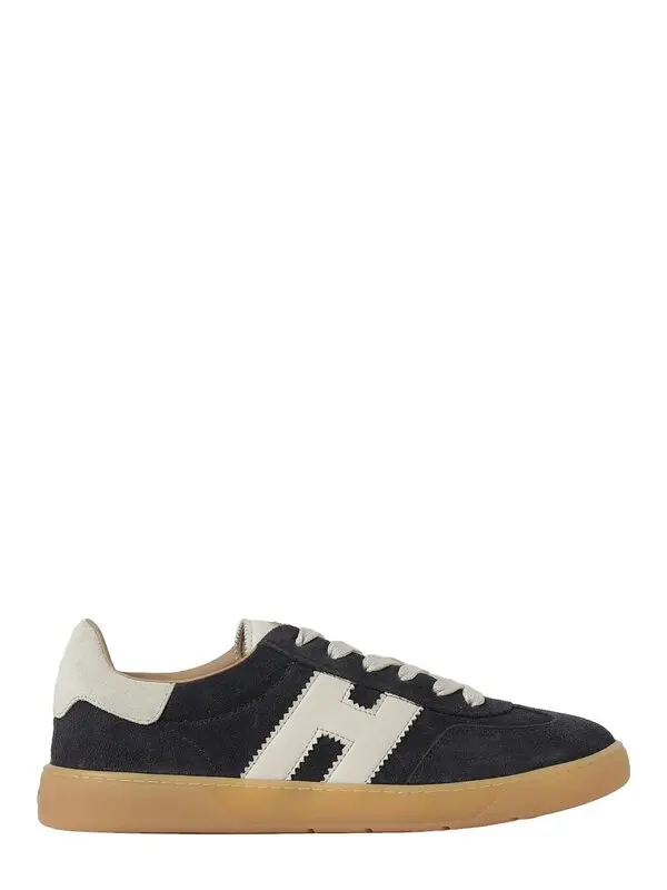 Hogan Smooth And Suede Calfskin Lace-up Sneakers With H Logo - Blue
