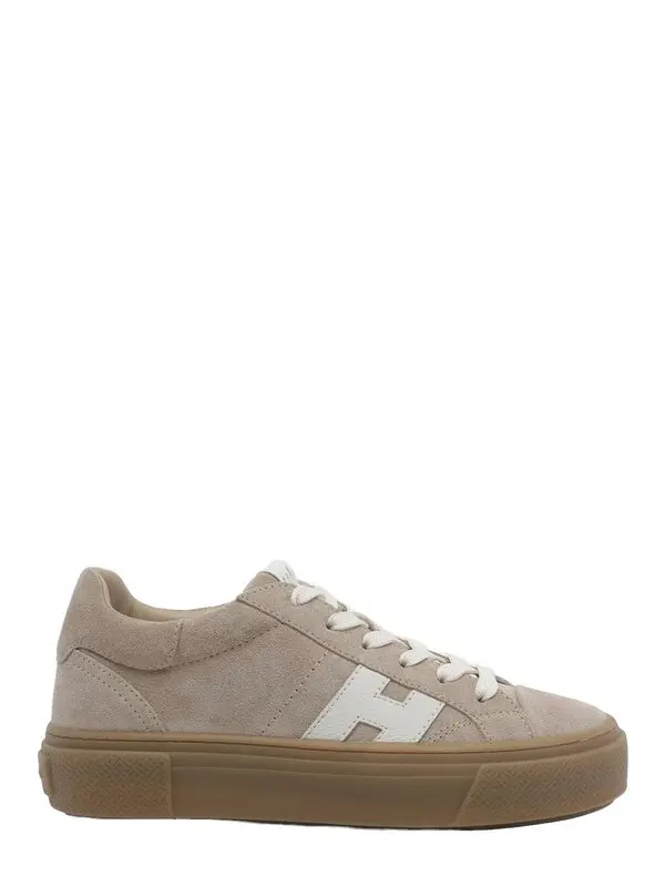 Hogan Crosswind Suede Leather Platform Sneakers - Beige