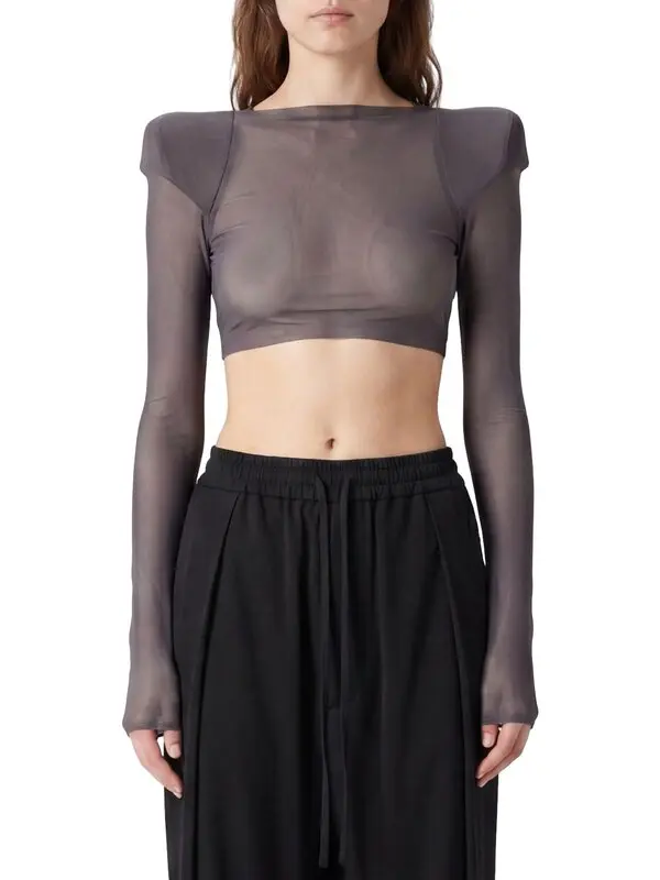 Rick Owens Sheer Cropped Top - Grey
