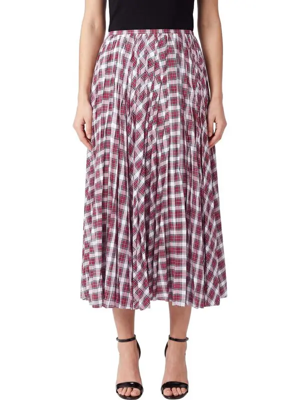 N° 21 Pleated Plaid Midi Skirt - Multicolor
