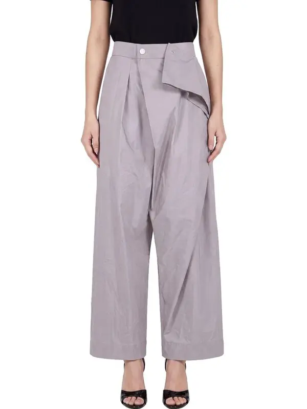 Issey Miyake Akimbo Asymmetric High-waisted Wide-leg Trousers - Grey