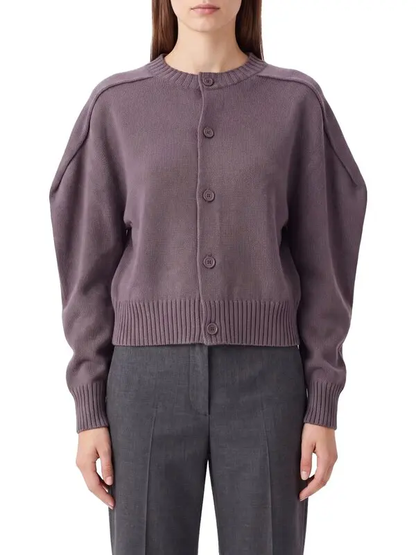 Issey Miyake Crew Neck Cotton-blend Cardigan - Brown
