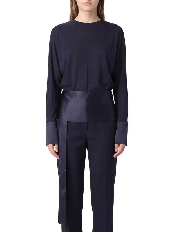 DARKPARK Long Sleeve Top With Satin Detail - Black