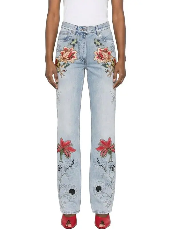 Valentino Garavani Embroidered Floral Jeans - Denim