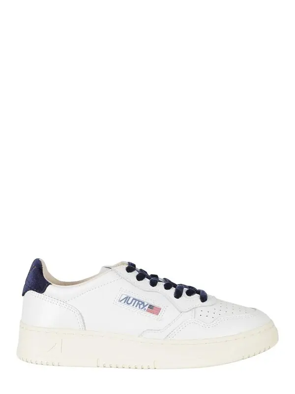AUTRY Dallas Low Calfskin Trainers With Python-effect Inserts - Blue