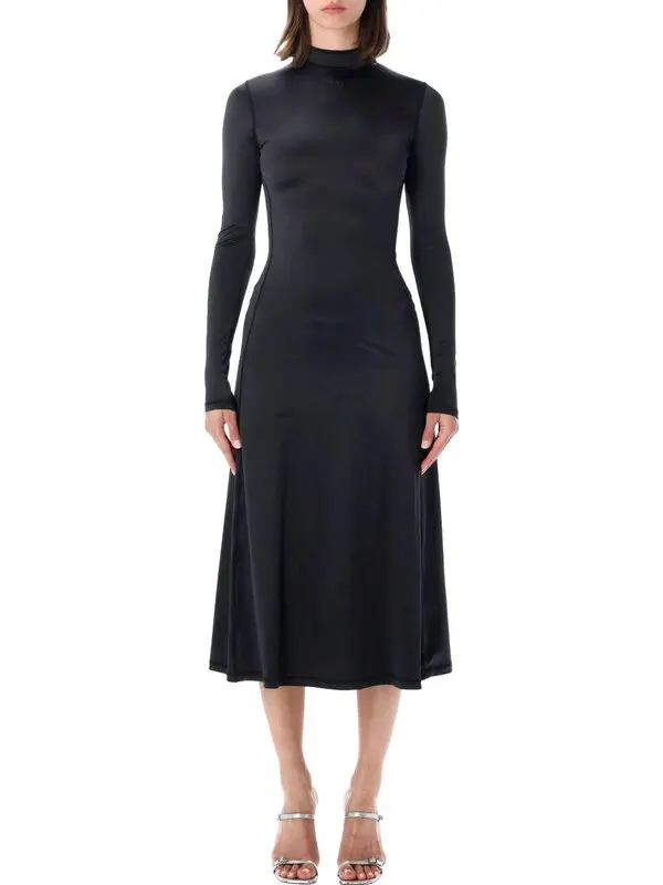 DIESEL® Long Sleeve High Neck Midi Dress - Black