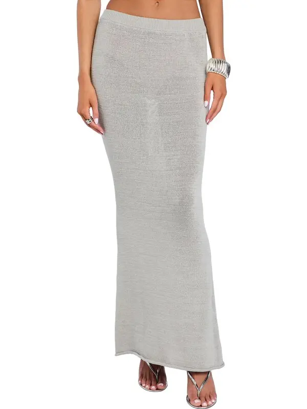 SEROYA Kora Knit Maxi Skirt - Grey