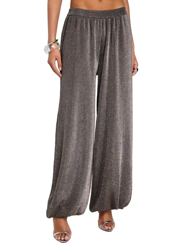 SEROYA Esmerelda Metallic Knit Pants - Granite
