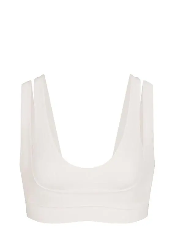NIKESKIMS Matte Double-strap Scoop-neck Sports Bra - Ivory