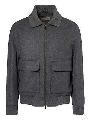 Corneliani Collared Wool-blend Bomber Jacket - Grey