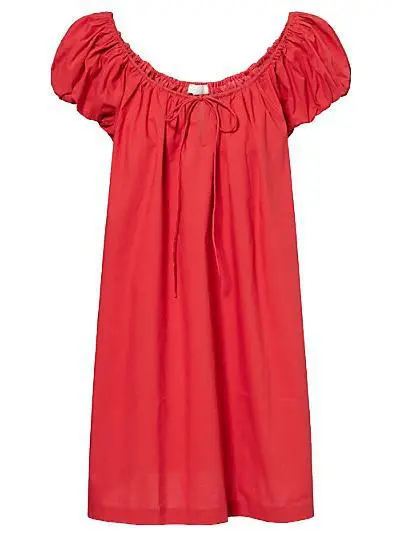 Faithfull The Brand Ruched Cotton Mini Dress - Chilli
