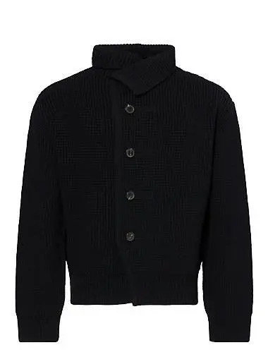 Dries Van Noten Marino High-neck Wool Cardigan - Black