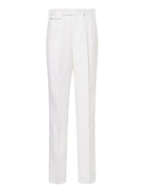 Dunhill Double-pleated Straight-leg Linen Trousers - Ivory
