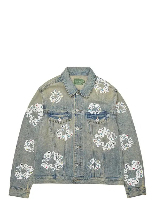DENIM TEARS Studded Cotton Wreath Denim Jacket - Blue