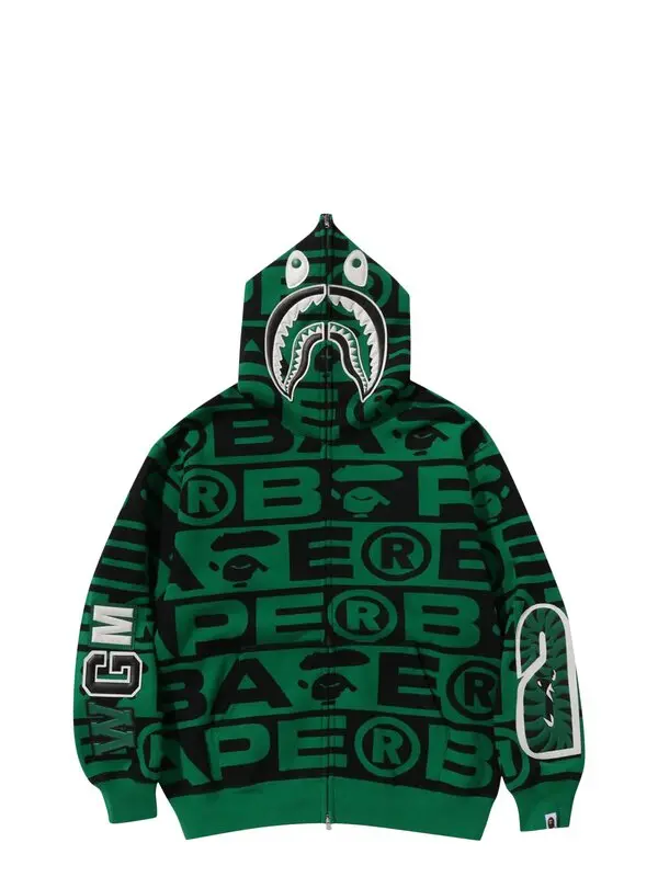 A BATHING APE Lux Sport Pattern Shark Full Zip Hoodie - Green