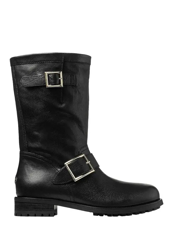 JIMMY CHOO Mid Biker Boots In Leather - Black
