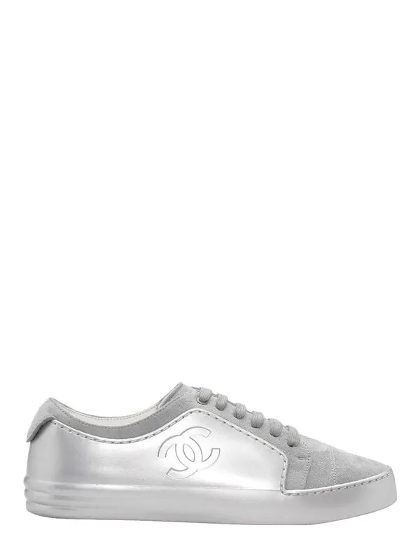 Chanel Velvet Low Top Sneakers - Silver