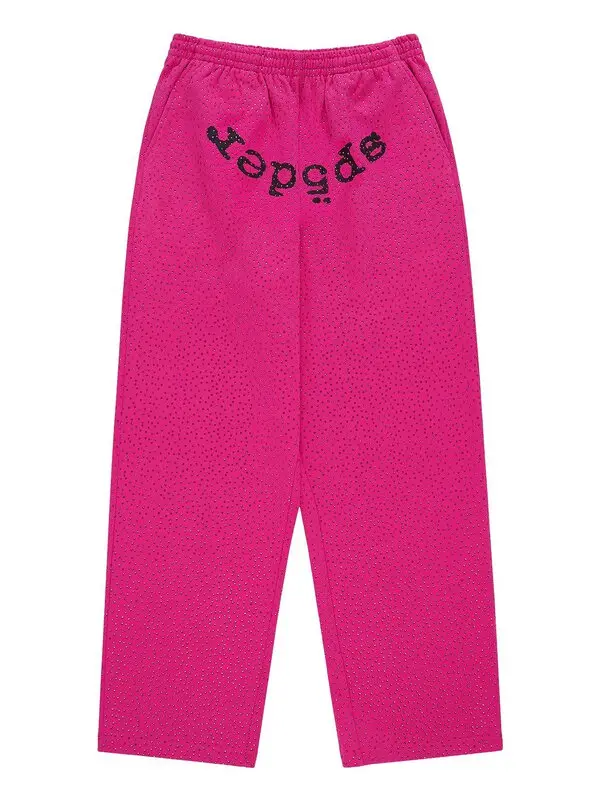 SP5DER Rhinestone Og Logo V2 Wide Leg Sweatpant - Pink
