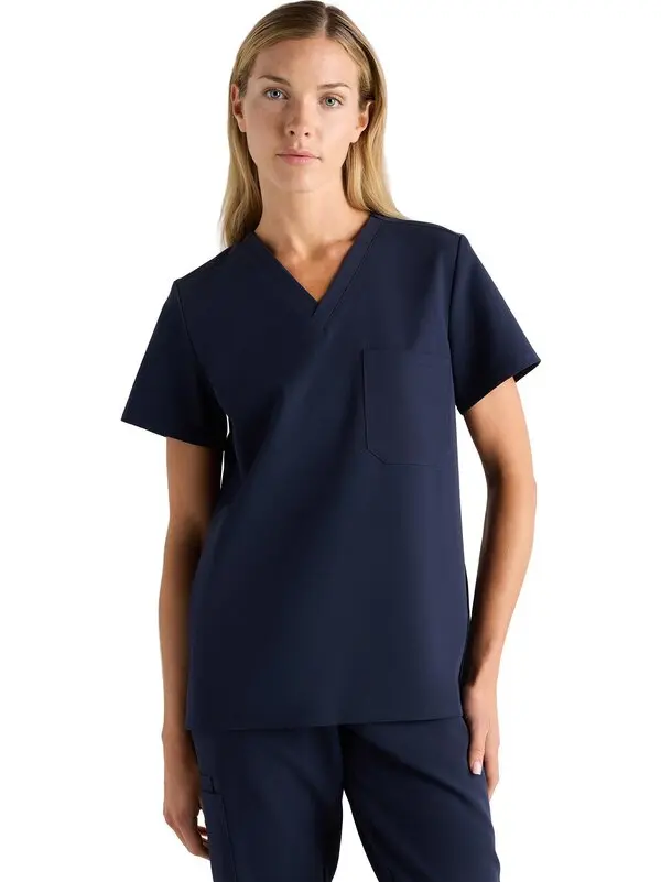 Quince Aeraflex 1-pocket Scrub Top - Deep Navy
