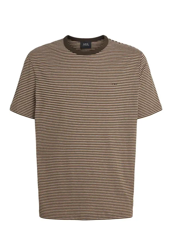 A.p.c. Organic Cotton Striped T-shirt - Brown