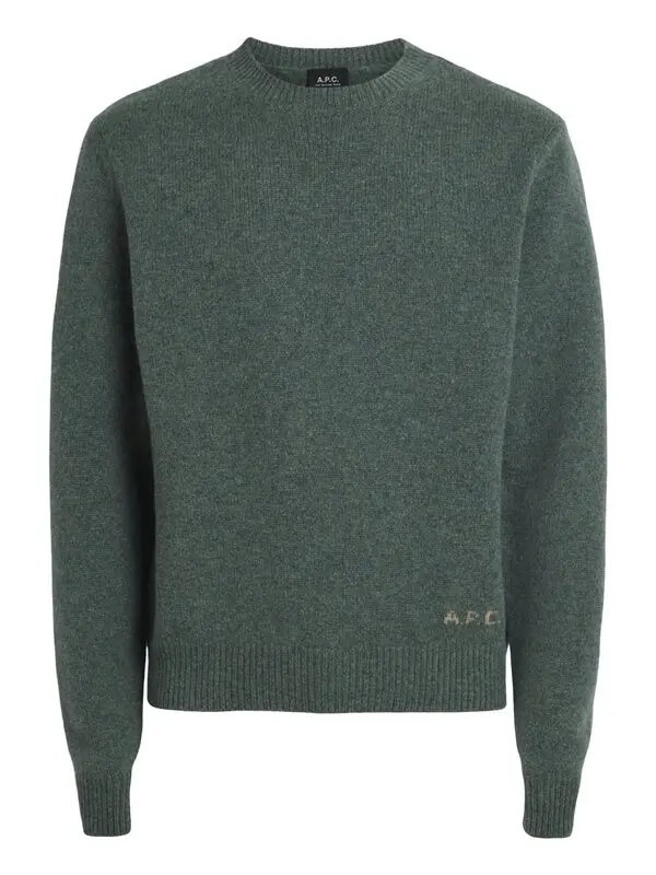 A.p.c. Wool Logo Crew Neck Sweater - Green