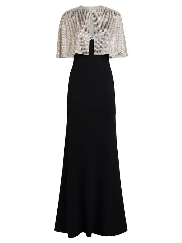 Roland Mouret Embellished Cape Gown - Black