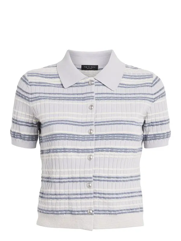 Rag & Bone Karina Striped Cotton-blend Cardigan - Blue