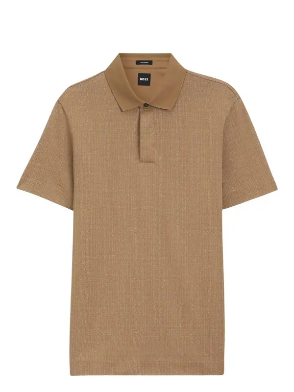 BOSS Cotton Polo Shirt With Two-tone Jacquard - Beige
