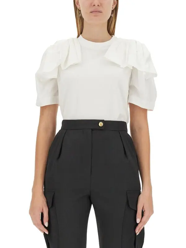 Alexander McQueen Draped Cotton T-shirt - White