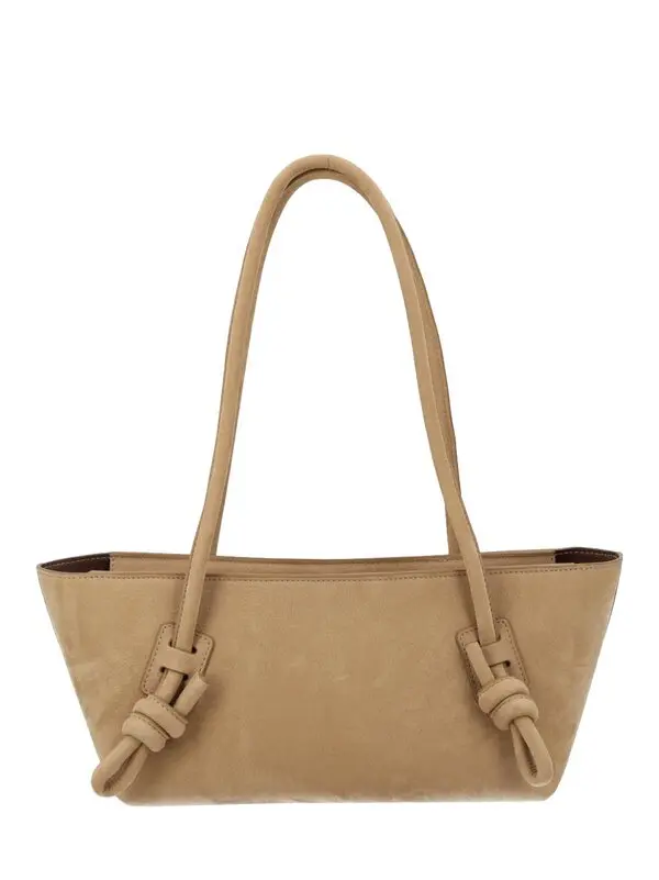 Hereu Leather Knotted Shoulder Tote Bag - Beige