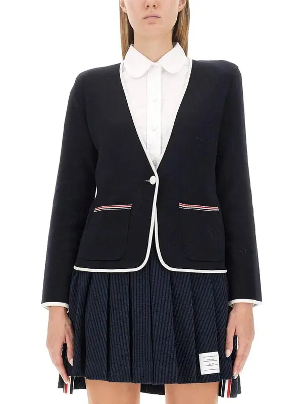 Thom Browne Unconstructed 4-bar Single-breasted Blazer - Blue