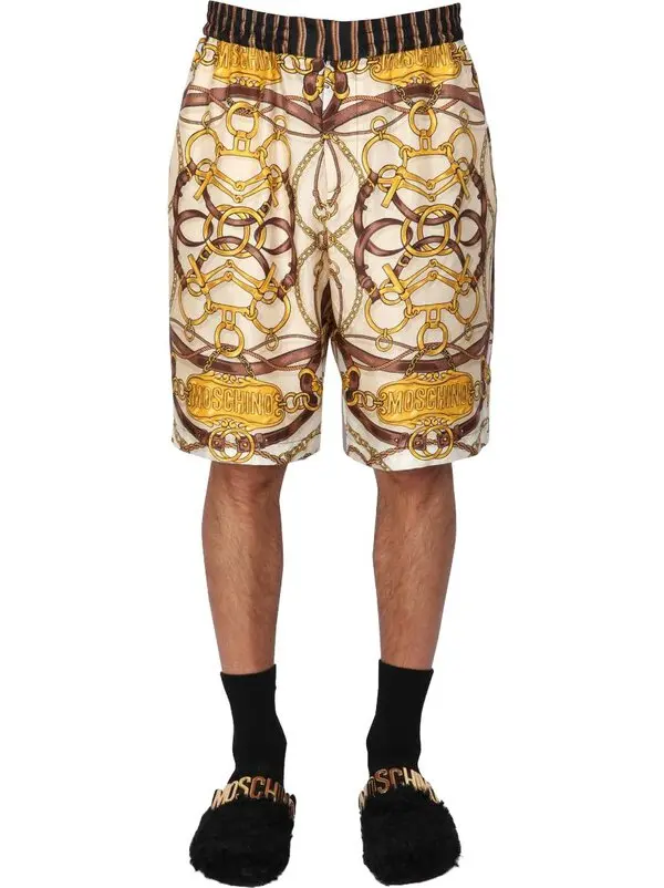 Moschino Teddy "bermuda" Shorts With Horsebit Print - Multicolour