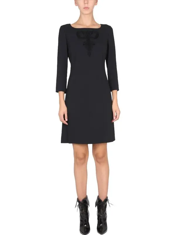 Moschino Embroidered Cady Dress - Black