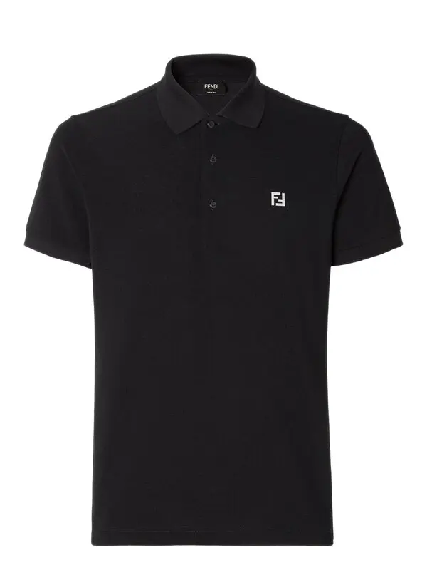 Fendi Regular-fit Short-sleeve Cotton Piqué Polo Shirt - Nero