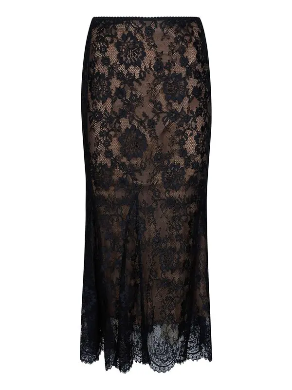 SELF-PORTRAIT Lace Midi Skirt - Nero