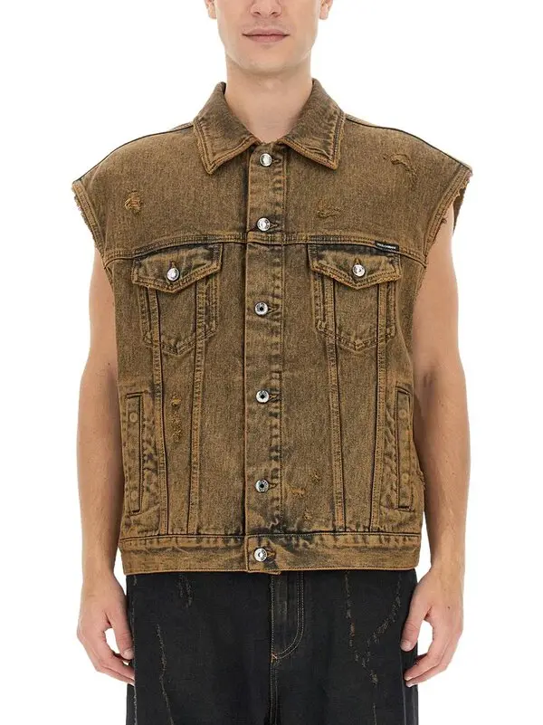 Dolce & Gabbana Overdyed Cotton Denim Vest - Multicolour
