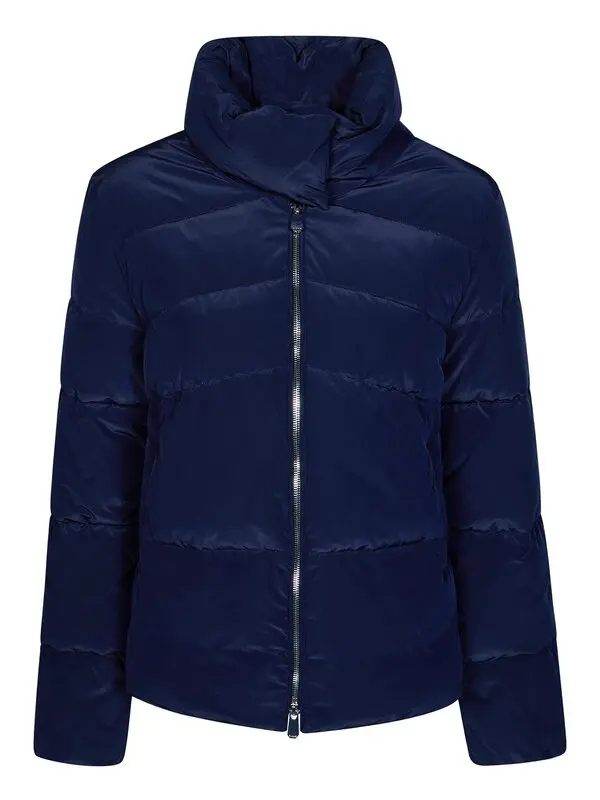 Pinko Mini Puffer Jacket With High Collar - Blu