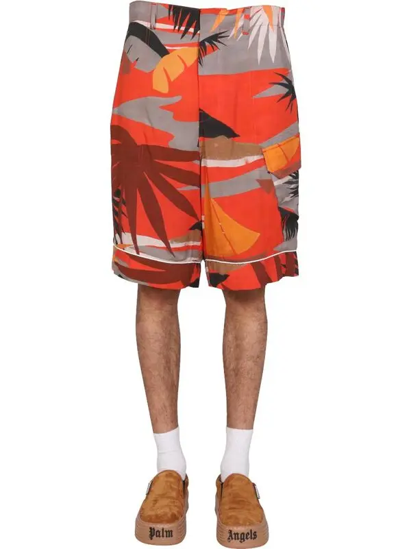 Palm Angels Hawaii Print Viscose Shorts - Multicolour