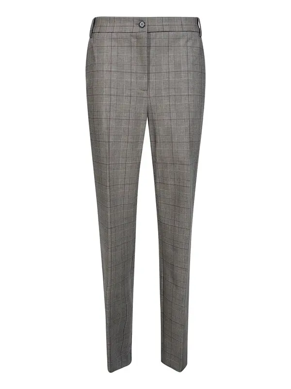 Pinko Tailored Wool Trousers With Plaid Pattern - Beige