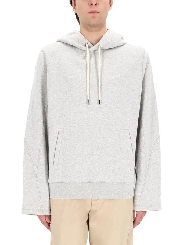 LANVIN Logo Embroidered Hoodie - Grey