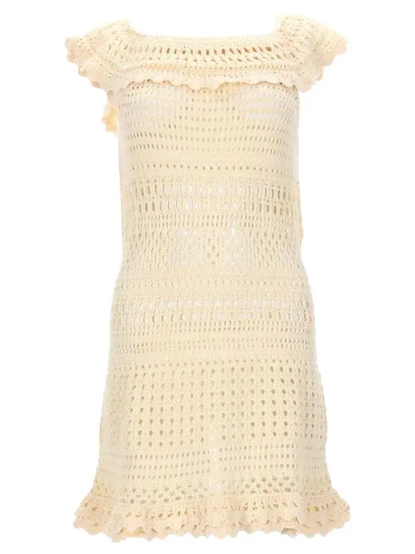 MARANT ETOILE Crocheted Mini Dress - Beige