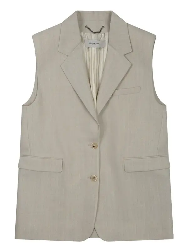 GOLDEN GOOSE Sleeveless Wool Blend Gilet - Beige