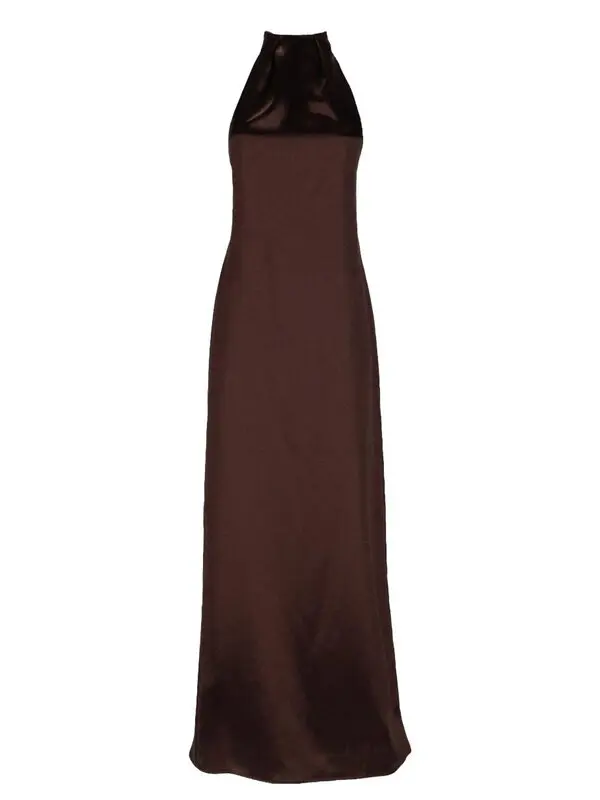 ALYSI Halter Neck Sleeveless Maxi Dress - Brown