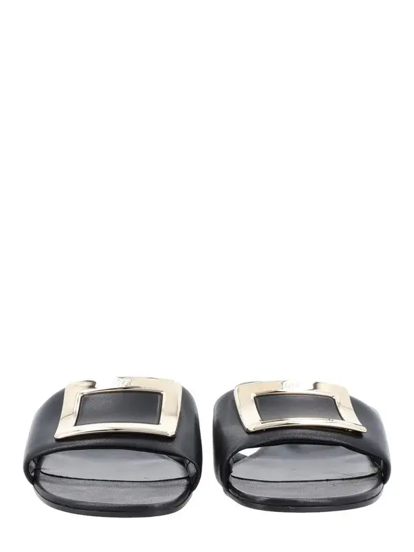 ROGER VIVIER Buckled Leather Slide Sandals - Black