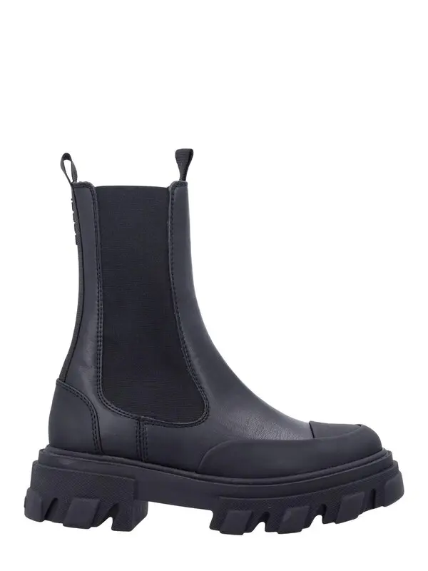 GANNI Mid Calf Chelsea Boots With Chunky Lug Sole - Nero