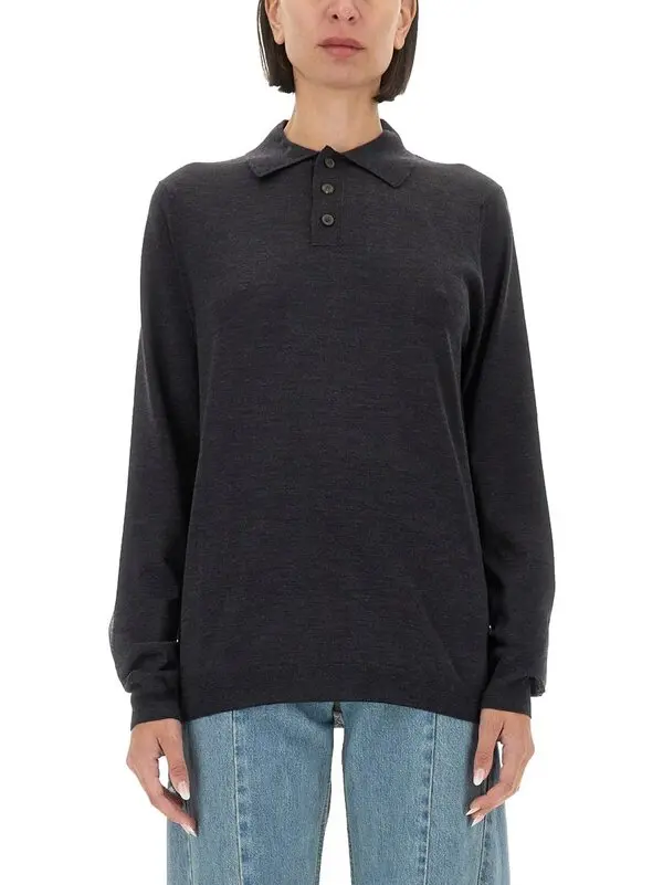 MAISON MARGIELA Knit Wool Polo Shirt - Grey