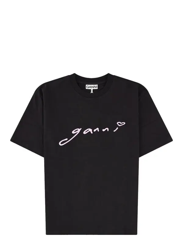 GANNI Relaxed Fit Logo T-shirt - Black