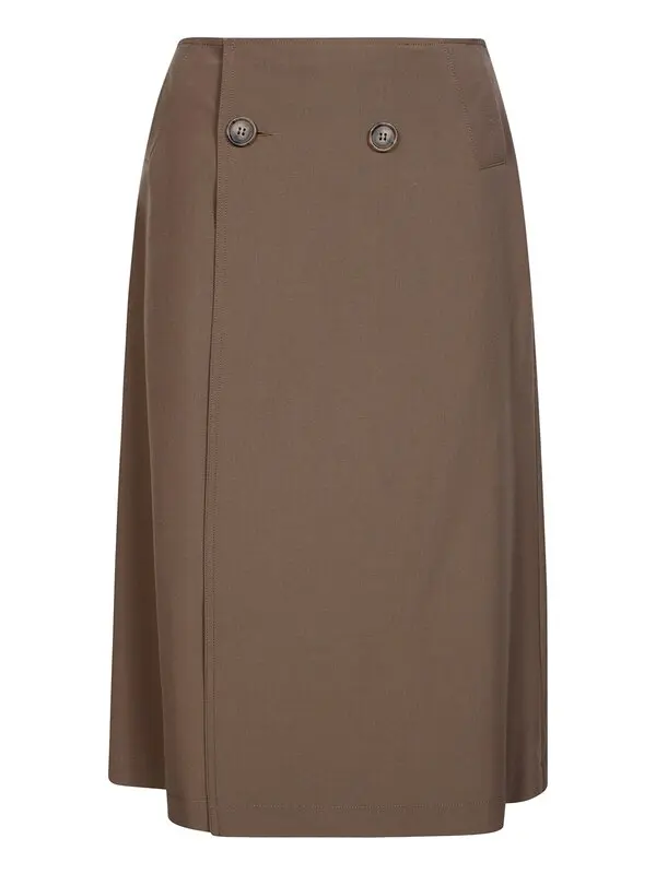 MAISON MARGIELA Midi Skirt With Button Detail - Marrone
