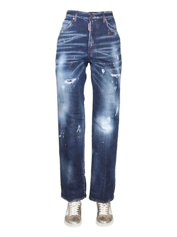 Dsquared2 Distressed Straight-leg Jeans - Blue