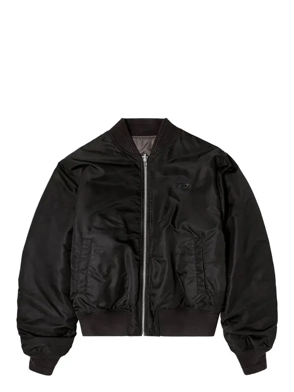 DIESEL® Bomber Jacket With Zip Closure And Ribbed Trim - Nero